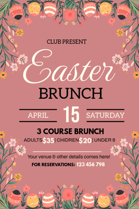 Easter Brunch Poster Template | PosterMyWall