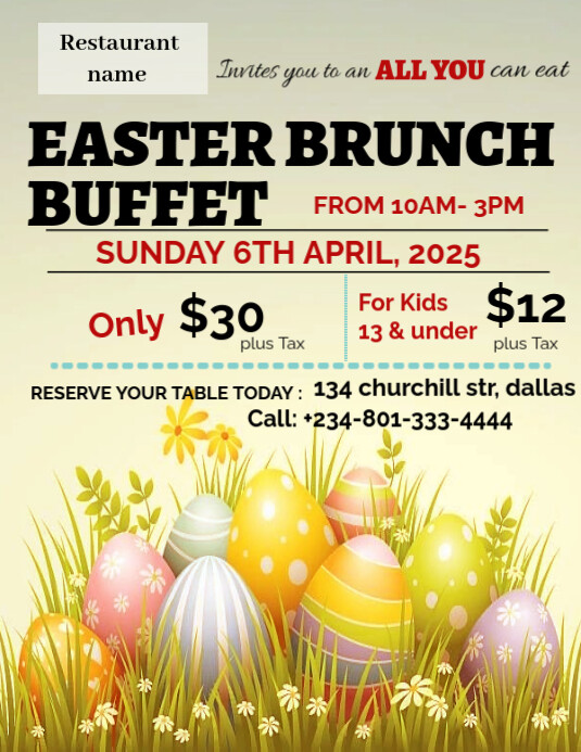 Easter Buffet Menu design Template | PosterMyWall
