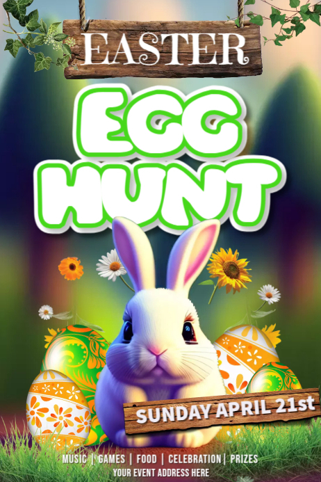 Easter Bunny Egg Hunt Template | PosterMyWall