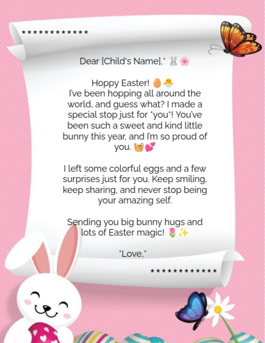 Easter bunny letter Template | PosterMyWall