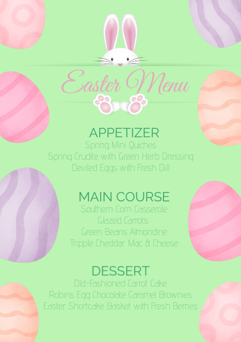 Easter bunny menu card template | PosterMyWall