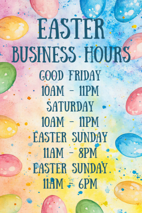 Easter Business Hours Poster Template - Door Sign | PosterMyWall