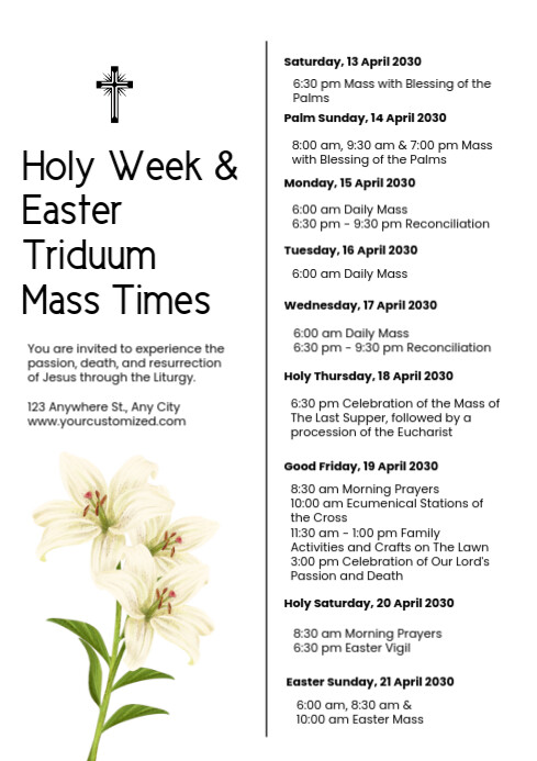 Copy of Easter Catholic Mass Times | PosterMyWall