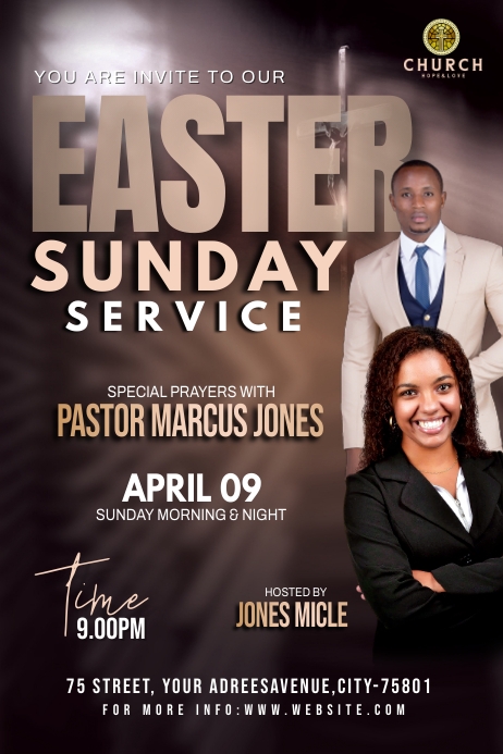 Easter Church Service Template | PosterMyWall