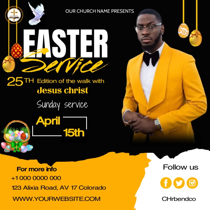 easter church service flyer Template | PosterMyWall