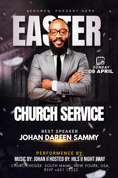 Easter Church Service Poster Template | PosterMyWall