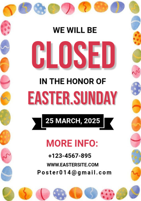 EASTER CLOSED A5 Template | PosterMyWall