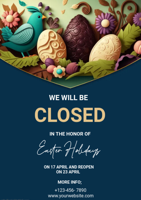 Easter Closed Post A4 Template | PosterMyWall
