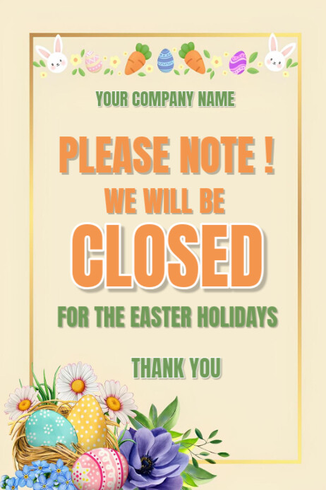 EASTER CLOSED POSTER Template | PosterMyWall