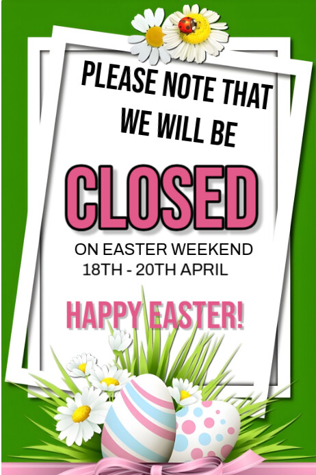 Plantilla de EASTER CLOSED POSTER | PosterMyWall