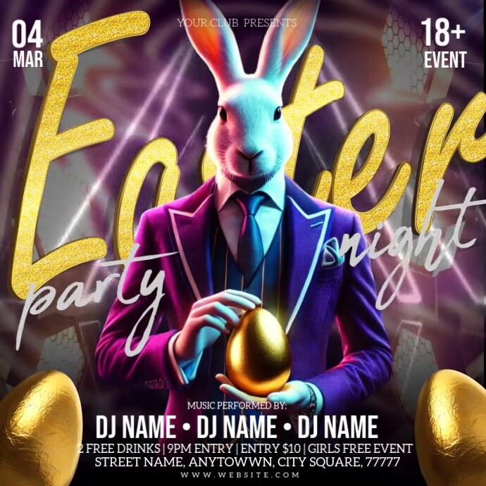 easter club event ad instagram square post template | PosterMyWall