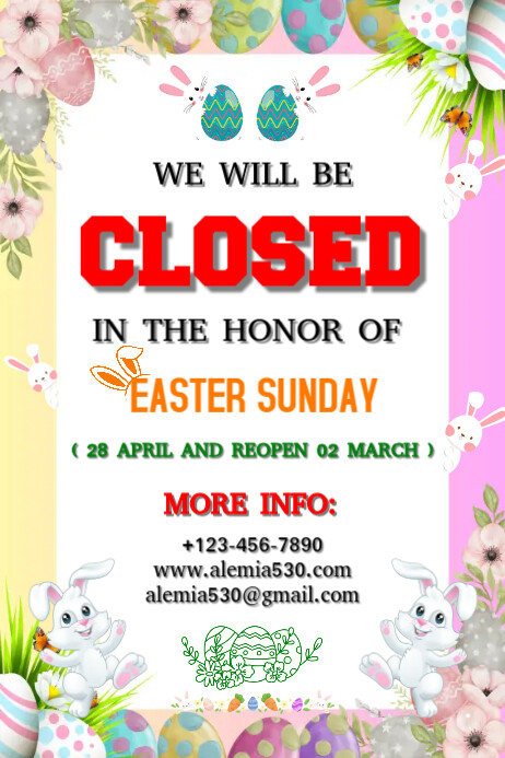 Easter Day Closed Template | PosterMyWall