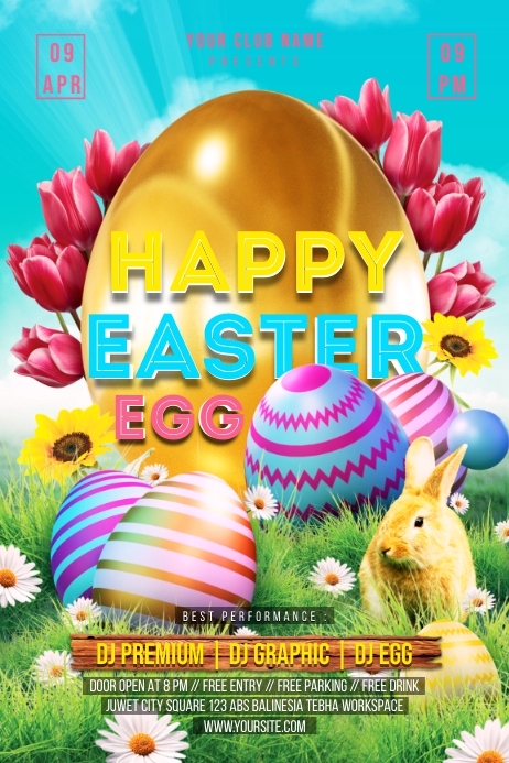 Easter Day Egg Hunt Flyer Template | PosterMyWall