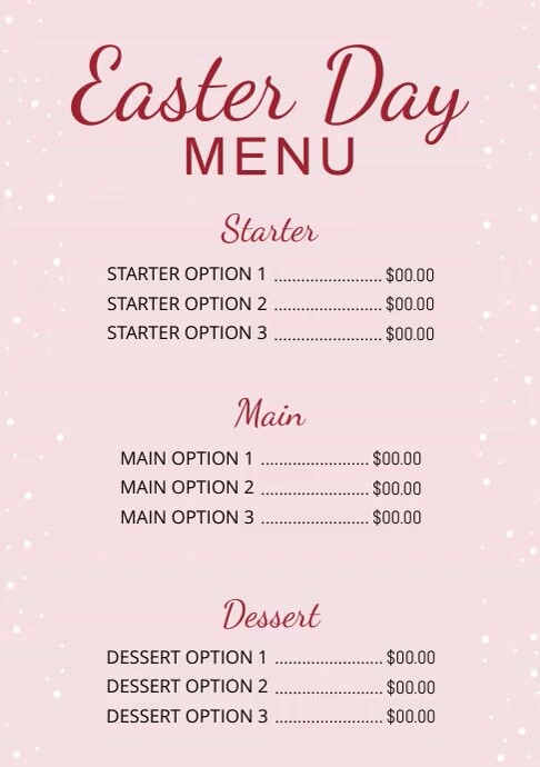 Easter Day Menu Template | PosterMyWall