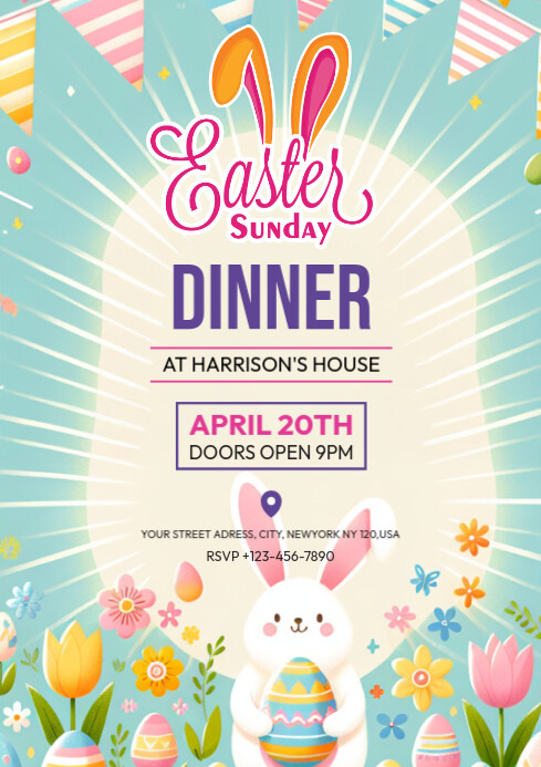 Easter Dinner Flyer Template | PosterMyWall