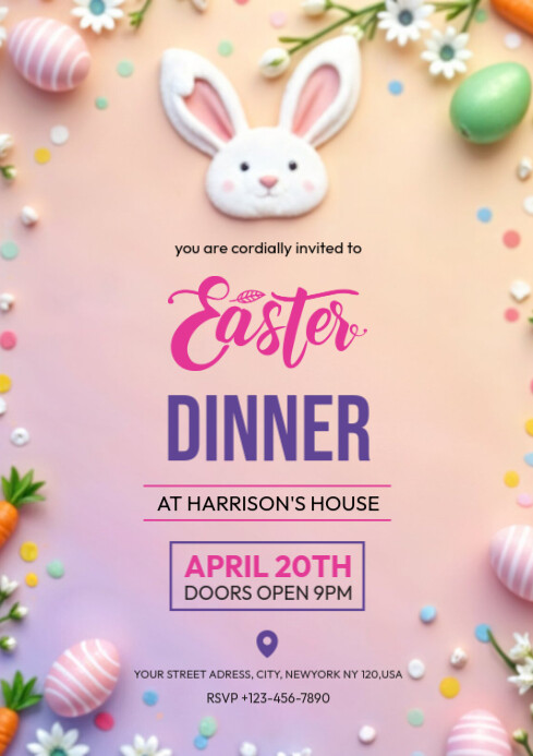 Easter Dinner Flyer Template | PosterMyWall