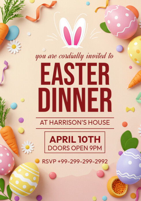 Copy of Easter Dinner Template A4 | PosterMyWall