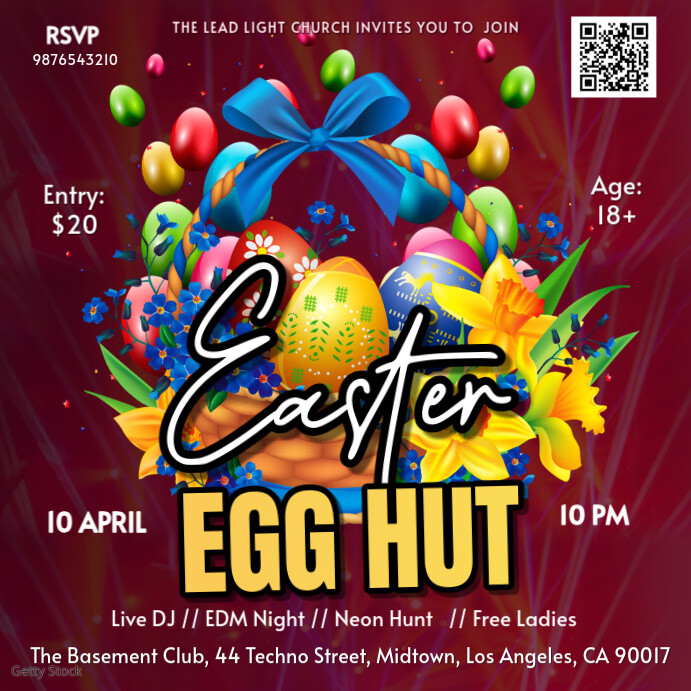 Easter dj egg hunt party flyer Template | PosterMyWall
