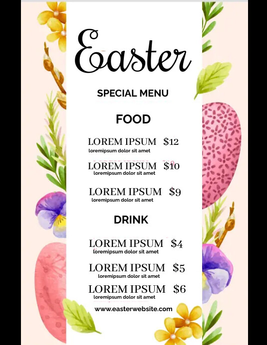 EASTER EASTER MENUE POSTER Template | PosterMyWall