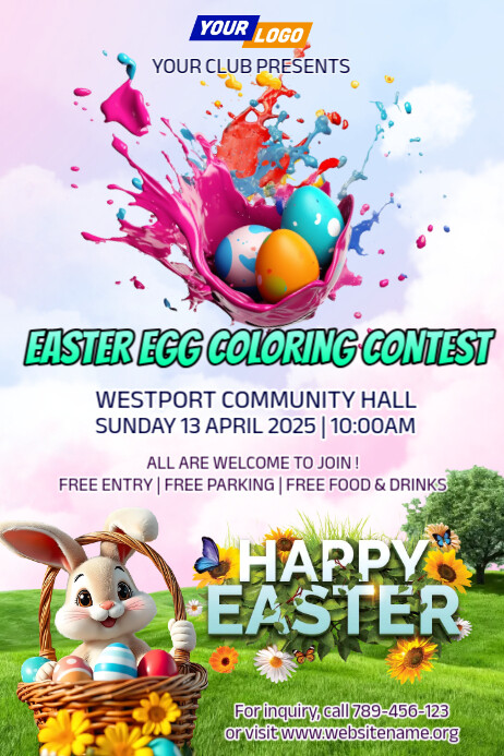 Plantilla de Easter Egg Coloring Contest Invitation Flyer | PosterMyWall