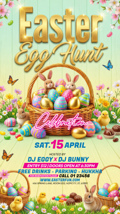 Easter Egg Hunt Celebration Instagram Story Template | PosterMyWall