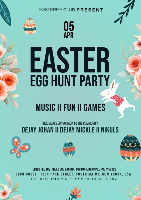 Easter Egg Hunt Party Flyer Template | PosterMyWall