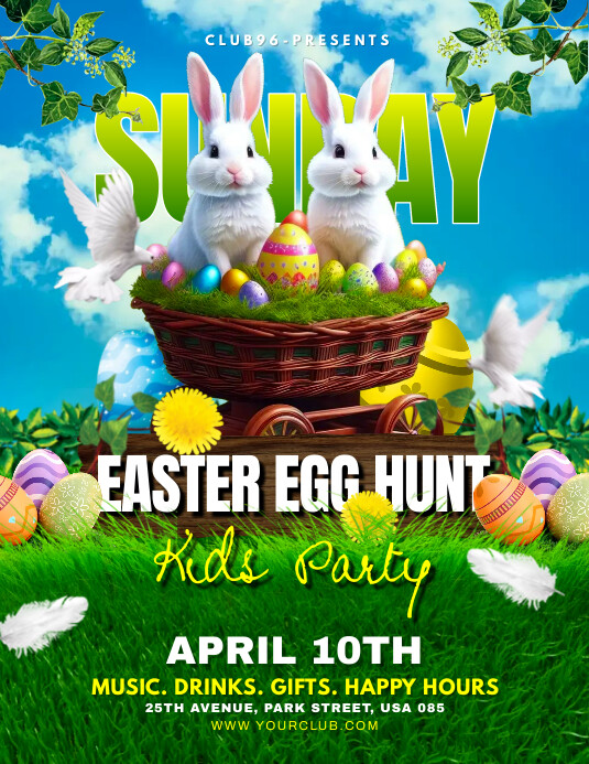 Easter Egg Hunt Party Flyer Template | PosterMyWall