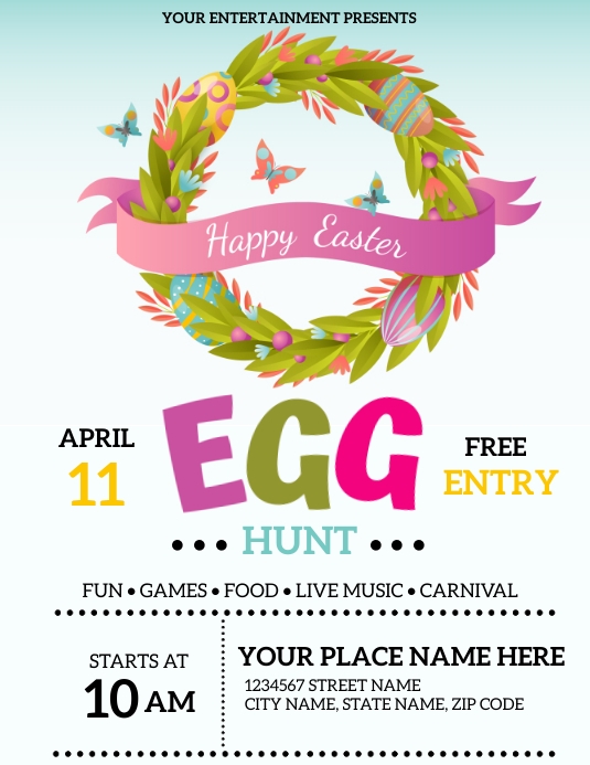 Easter Egg Hunt Party Flyer Template | PosterMyWall