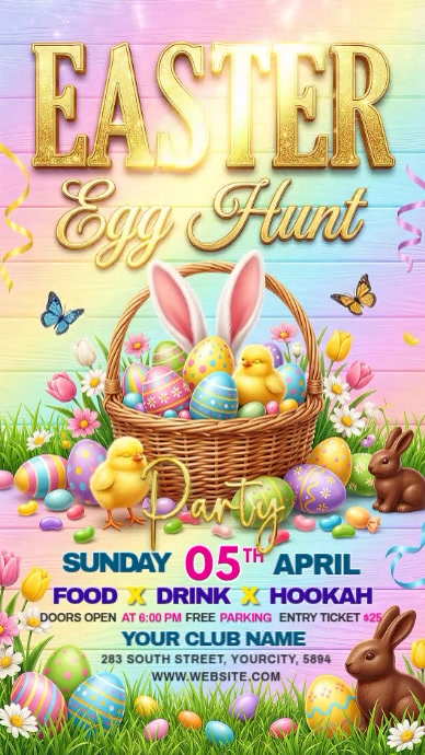Easter Egg Hunt Party Instagram Story Template | PosterMyWall
