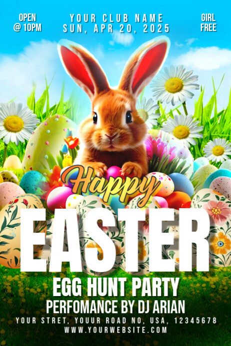 Easter Egg Hunt Party Poster Template | PosterMyWall
