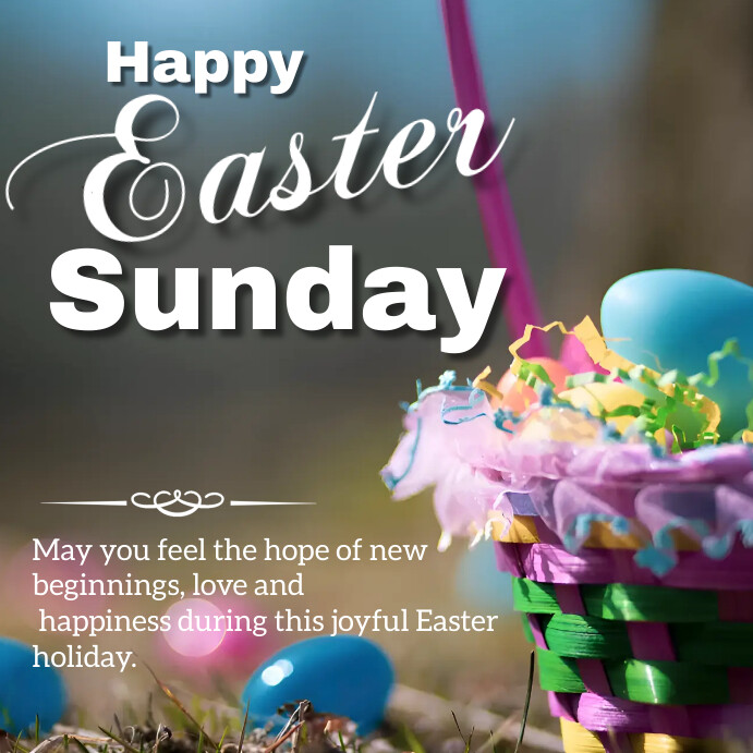 Easter eggs basket greeting message card Template | PosterMyWall