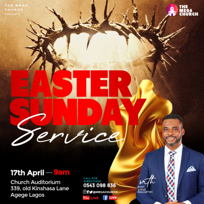 Copy of Easter Event Church Service Event Flyer Design for Social Media ...