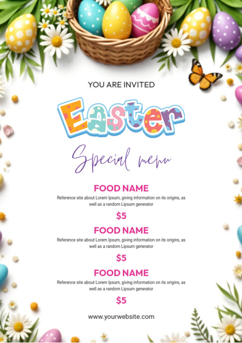 Easter Food Menu Template | PosterMyWall