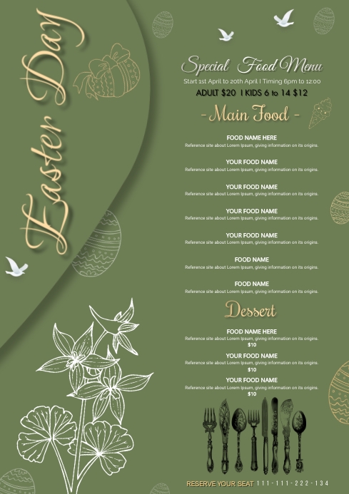Copy of easter food menu flyer | PosterMyWall
