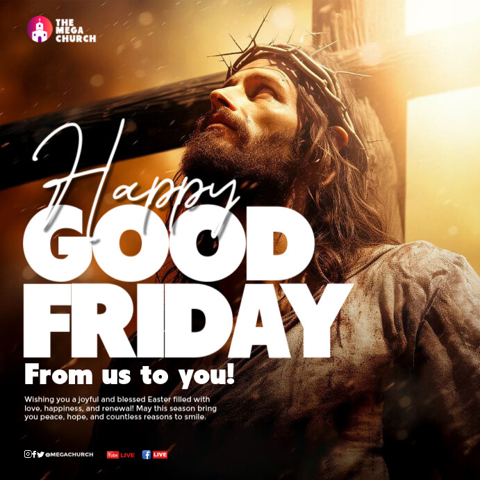 Easter Good Friday Church Service Event Flyer Design for Social Media ...