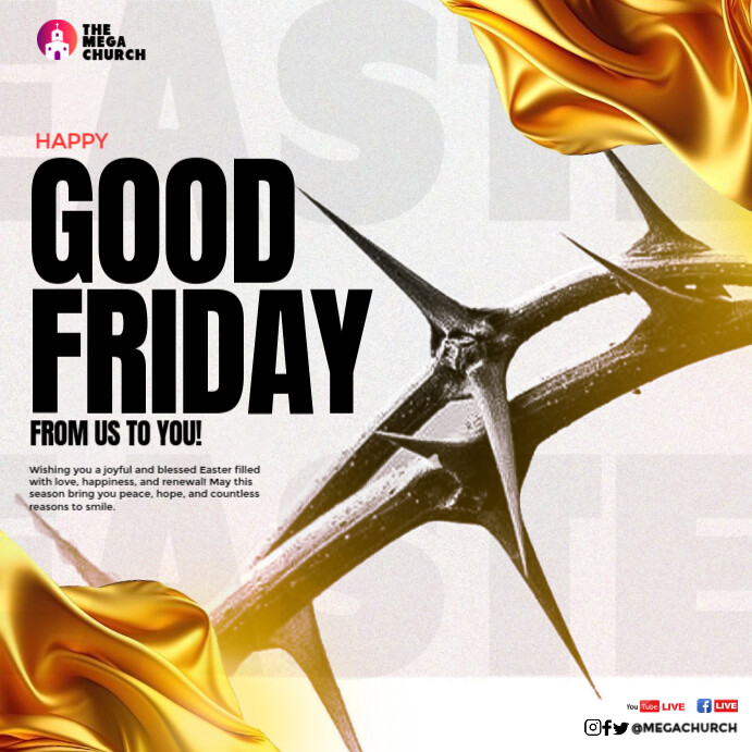 Easter Good Friday Church Service Event Flyer Design for Social Media ...