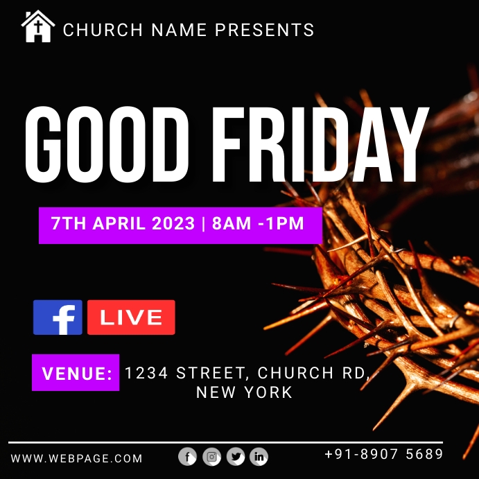 Copia de Easter Good Friday Service | PosterMyWall