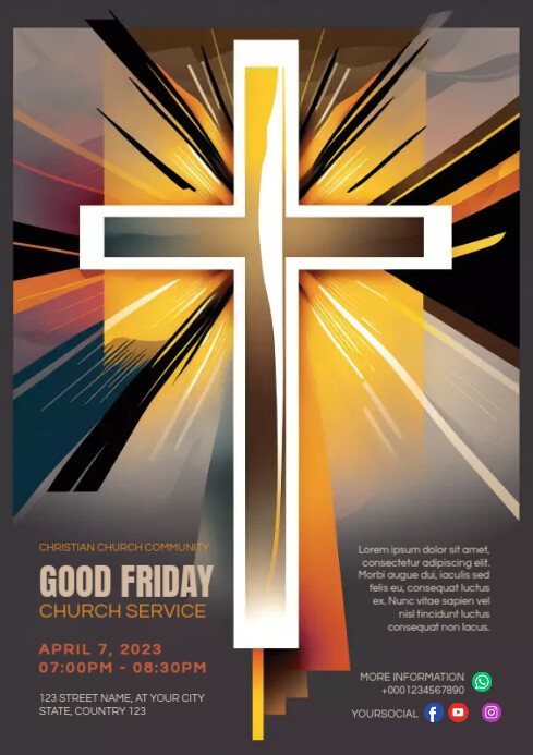 Easter Good Friday Service Template | PosterMyWall