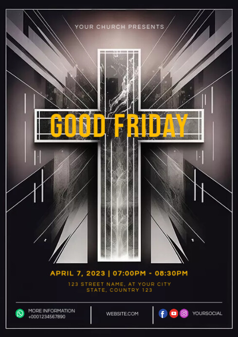 Easter Good Friday Service Template | PosterMyWall