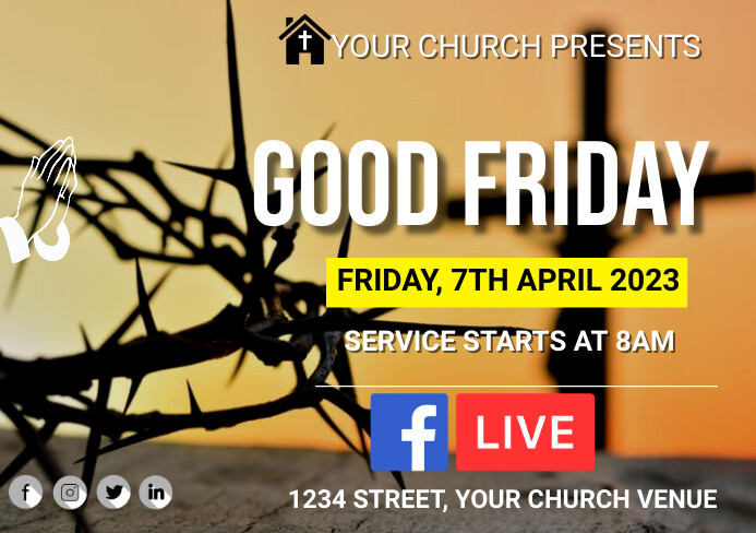 Plantilla de Easter Good Friday Service | PosterMyWall