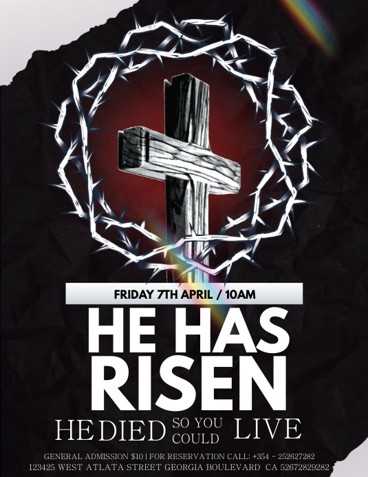 EASTER HE HAS RISEN CHURCH TEMPLATE | PosterMyWall