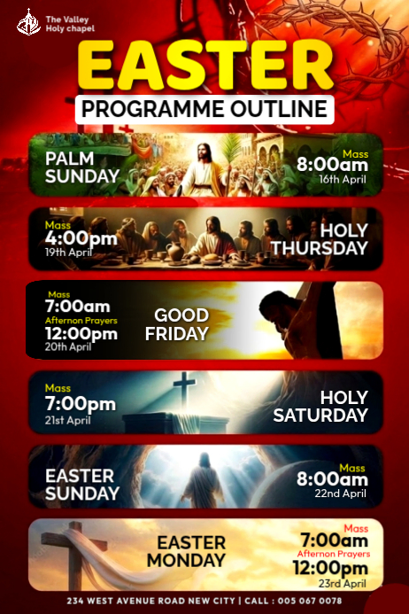 Easter holy week activities timeline church program palm sunday good ...