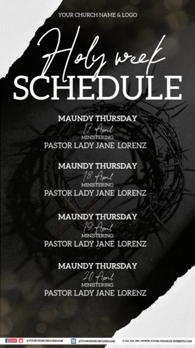 easter holy week schedule services ad design template, | PosterMyWall