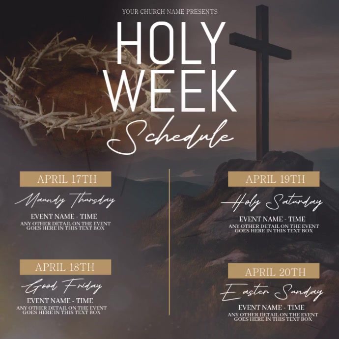 easter holy week schedule services ad design template | PosterMyWall