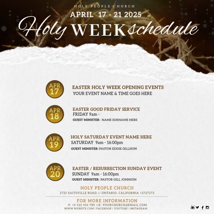 easter holy week schedule services ad design template | PosterMyWall