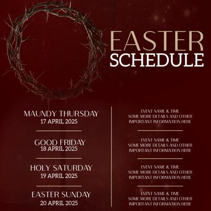 easter holy week schedule services ad design template | PosterMyWall