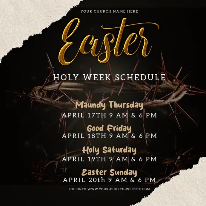 easter holy week schedule services ad design template | PosterMyWall