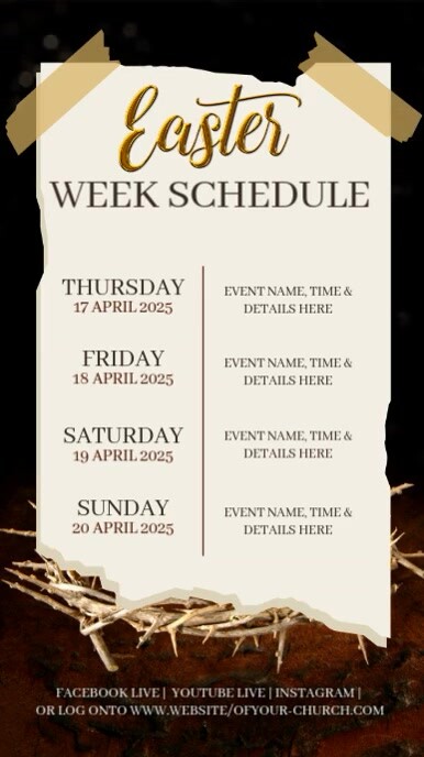 easter holy week schedule services ad design template | PosterMyWall