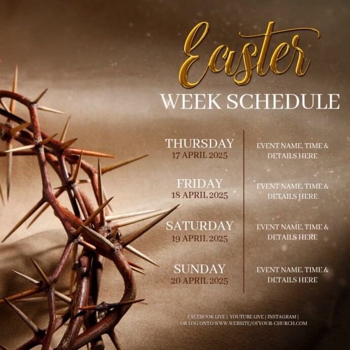 easter holy week schedule services ad design template | PosterMyWall