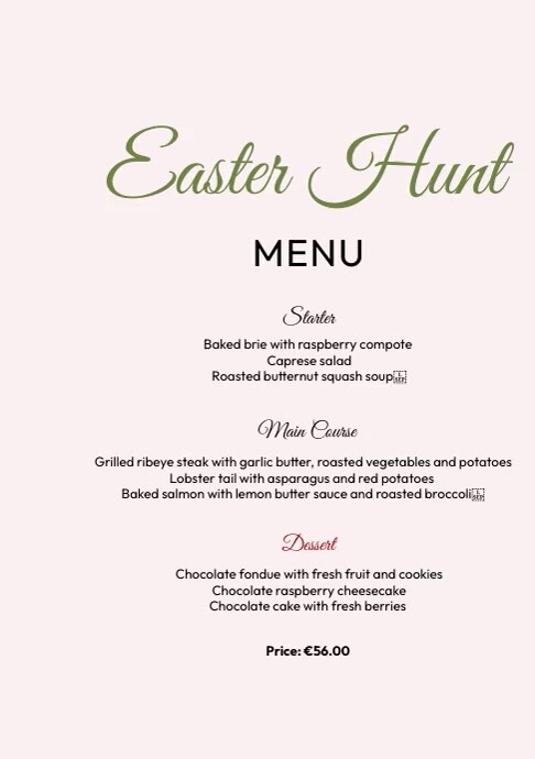 Easter Hunt Menu Template | PosterMyWall